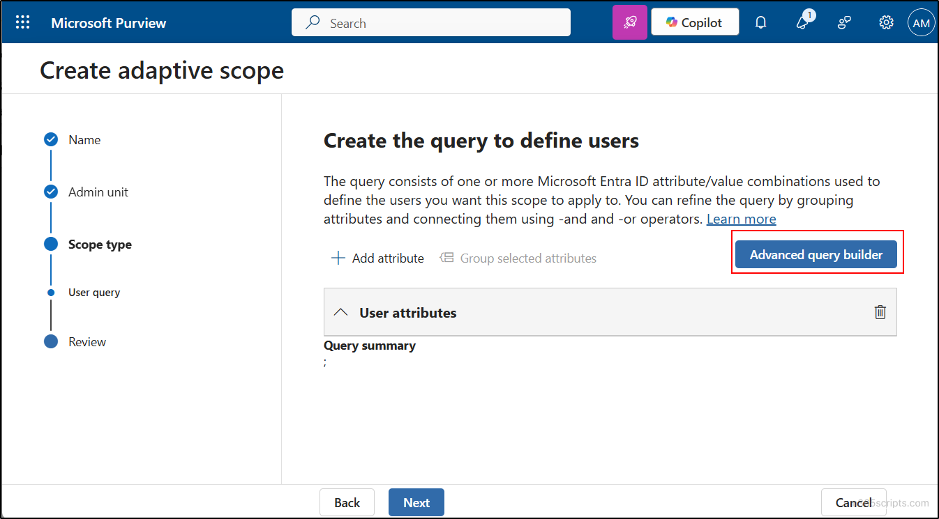 Create Adaptive Scopes in Microsoft Purview