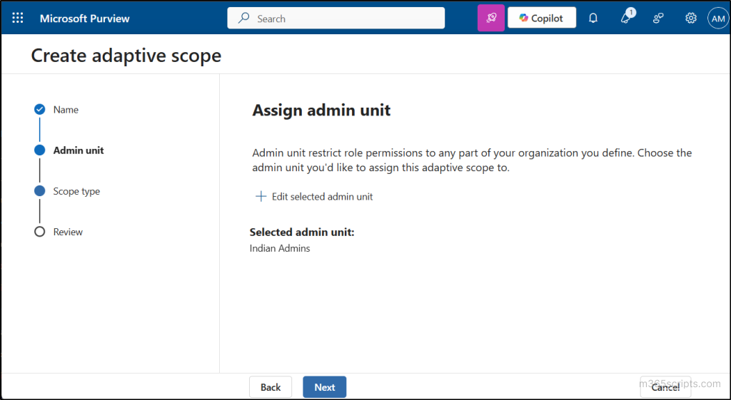 Create Adaptive Scopes in Microsoft Purview
