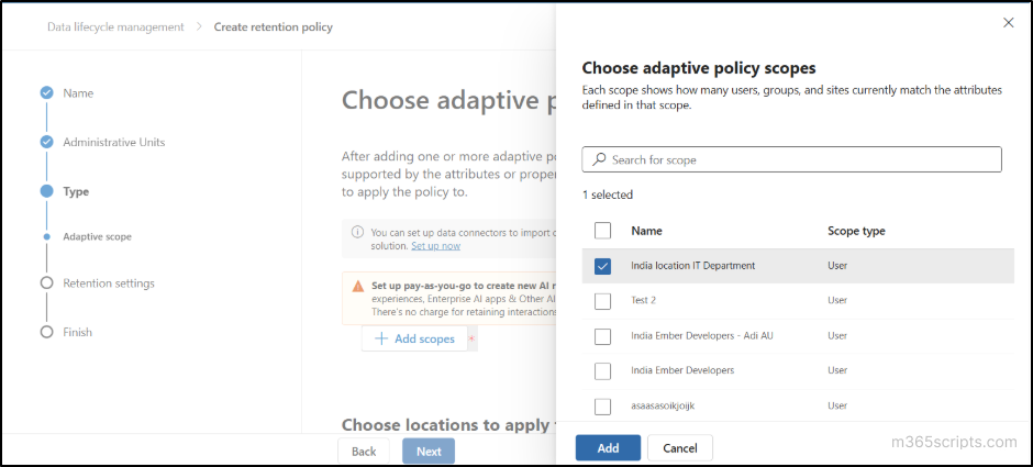 Create Adaptive Scopes in Microsoft Purview
