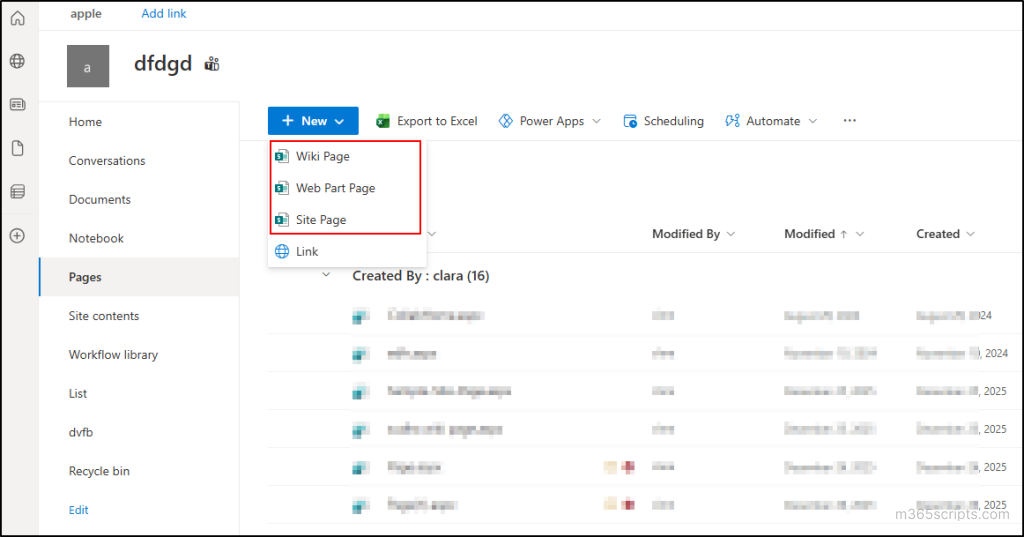 Wiki Page vs Web Part Page vs Site Pages in SharePoint Online