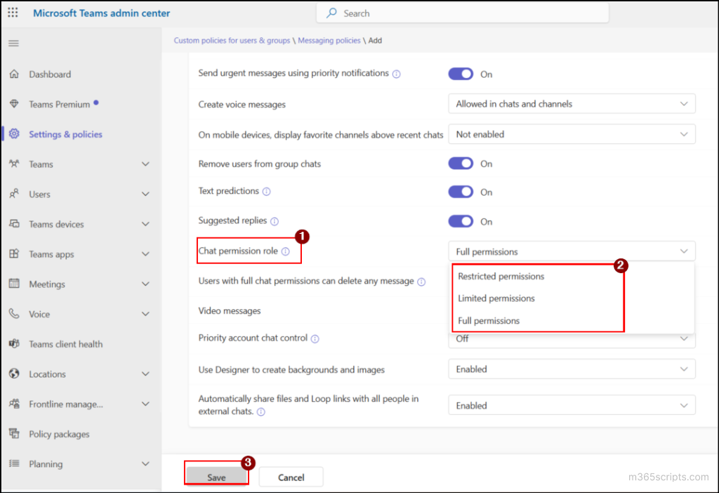 Restrict Private Messaging Using Supervised Chats in Teams