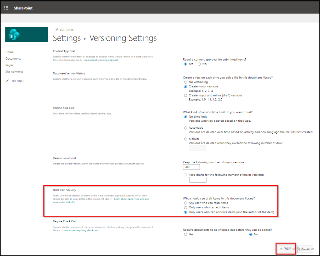 How to Set Up Draft Item Security in SharePoint Online