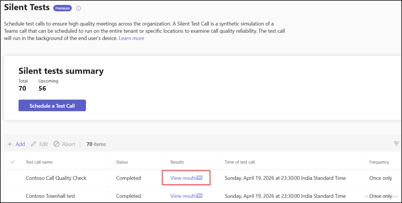 Teams Silent Testing for Proactive Call Quality Monitoring