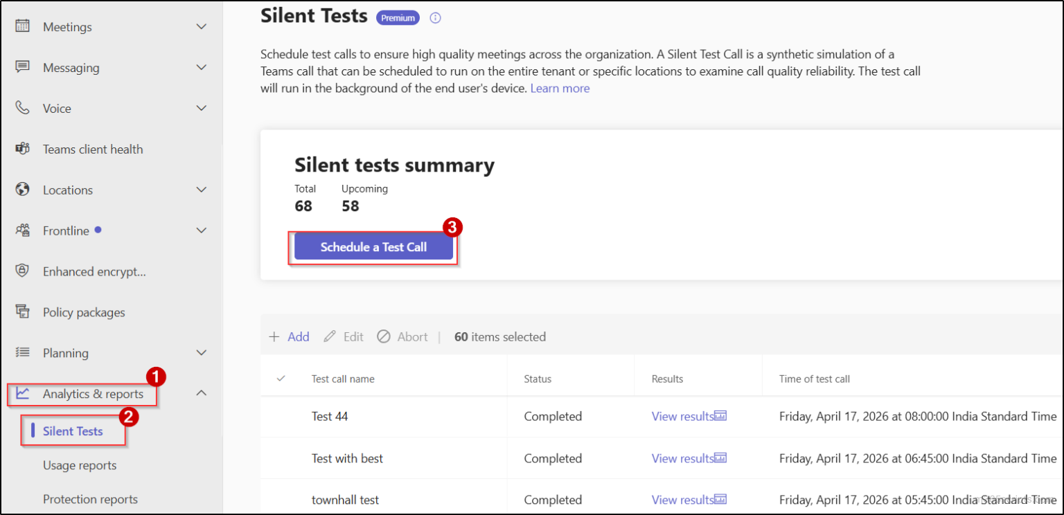 Teams Silent Testing for Proactive Call Quality Monitoring